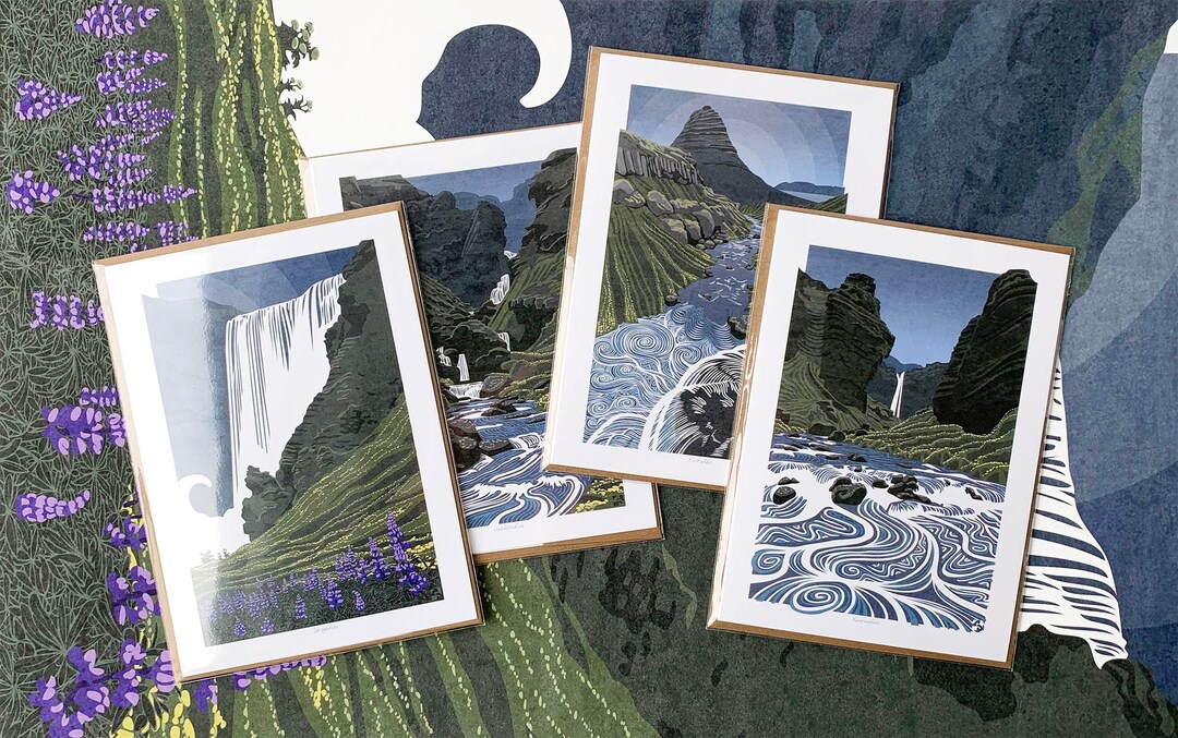 Iceland Waterfalls Greetings Cards Pack, Iceland Cards, Set of 4 Cards ...