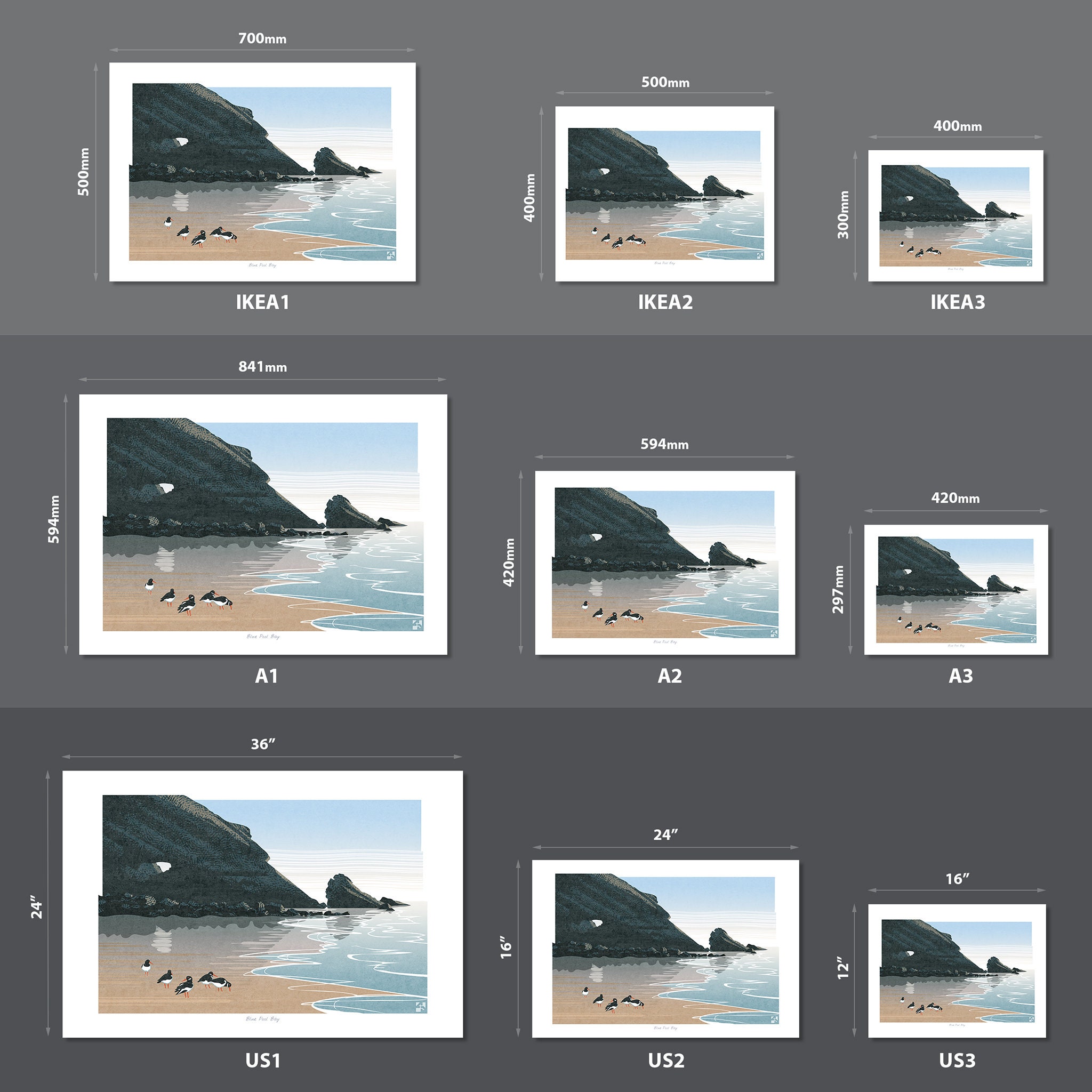 Blue Pool Bay, Gower, Wales, Landscape Art Print, Wales Travel Poster ...