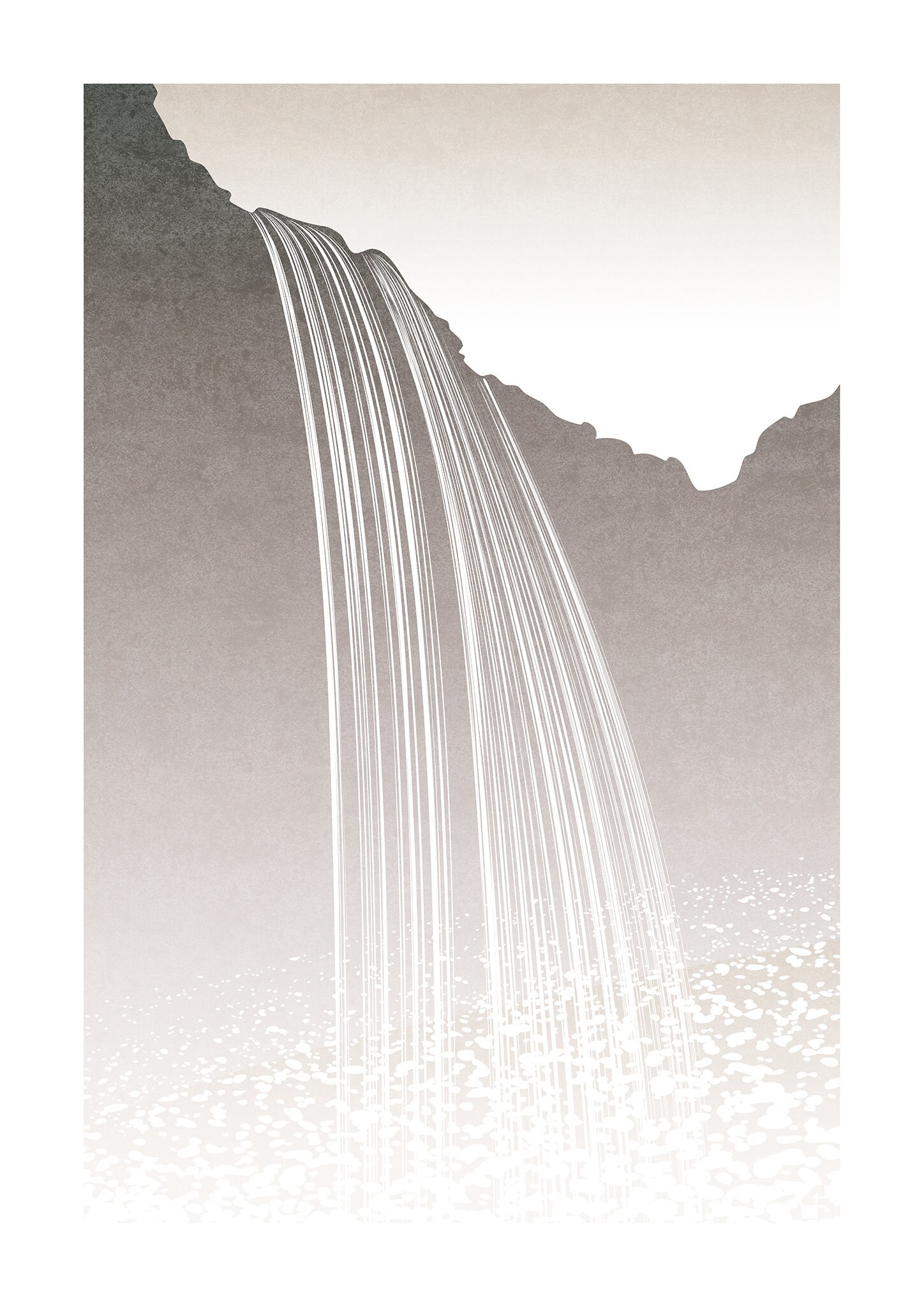 Set of 3 Minimalist Waterfall Prints, Iceland Waterfalls, Landscape Art ...