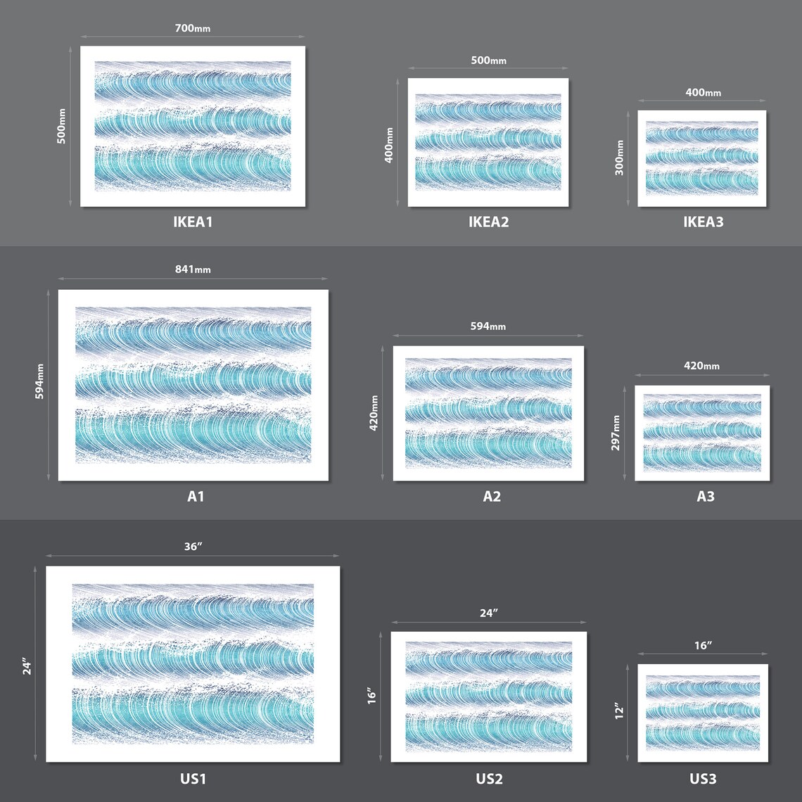 Minimalist Wave Print, "waves Iv", Wave Art, Waves Poster, Wave Prints ...