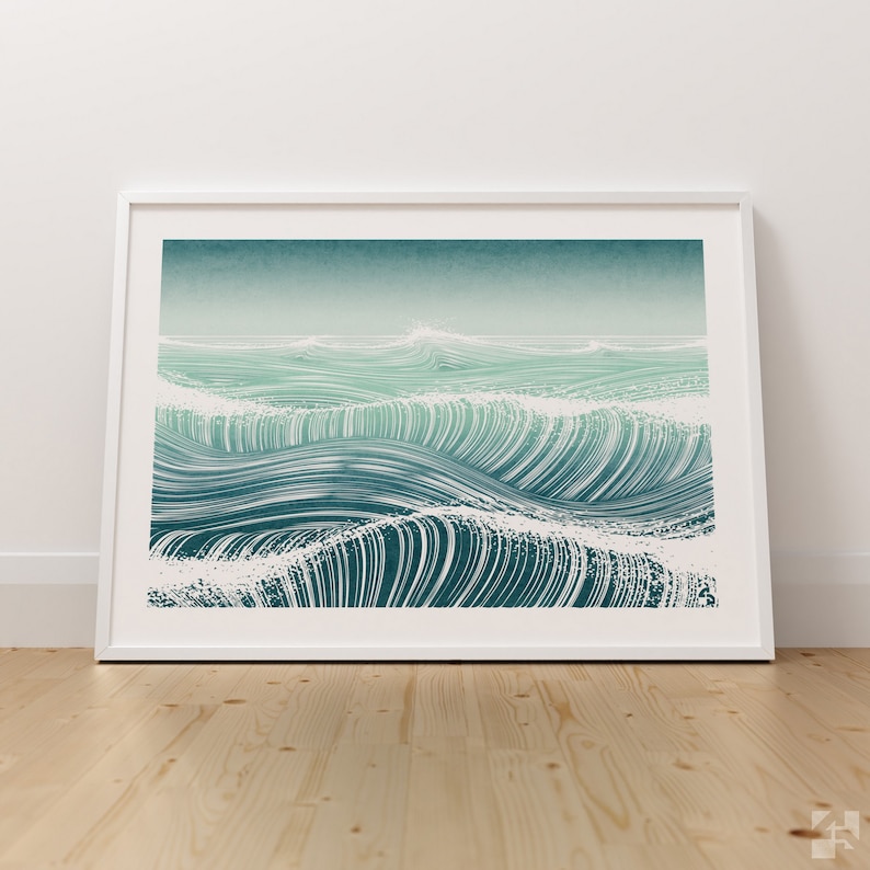 Minimalist Waves Print waves Ii Waves Art Sea - Etsy