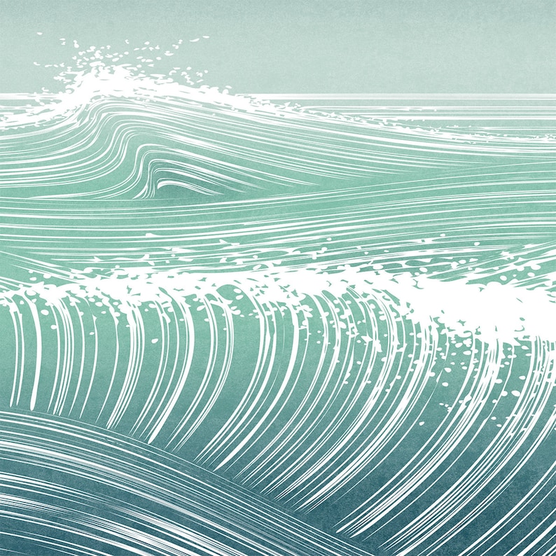 Minimalist Waves Print waves Ii Waves Art Sea - Etsy