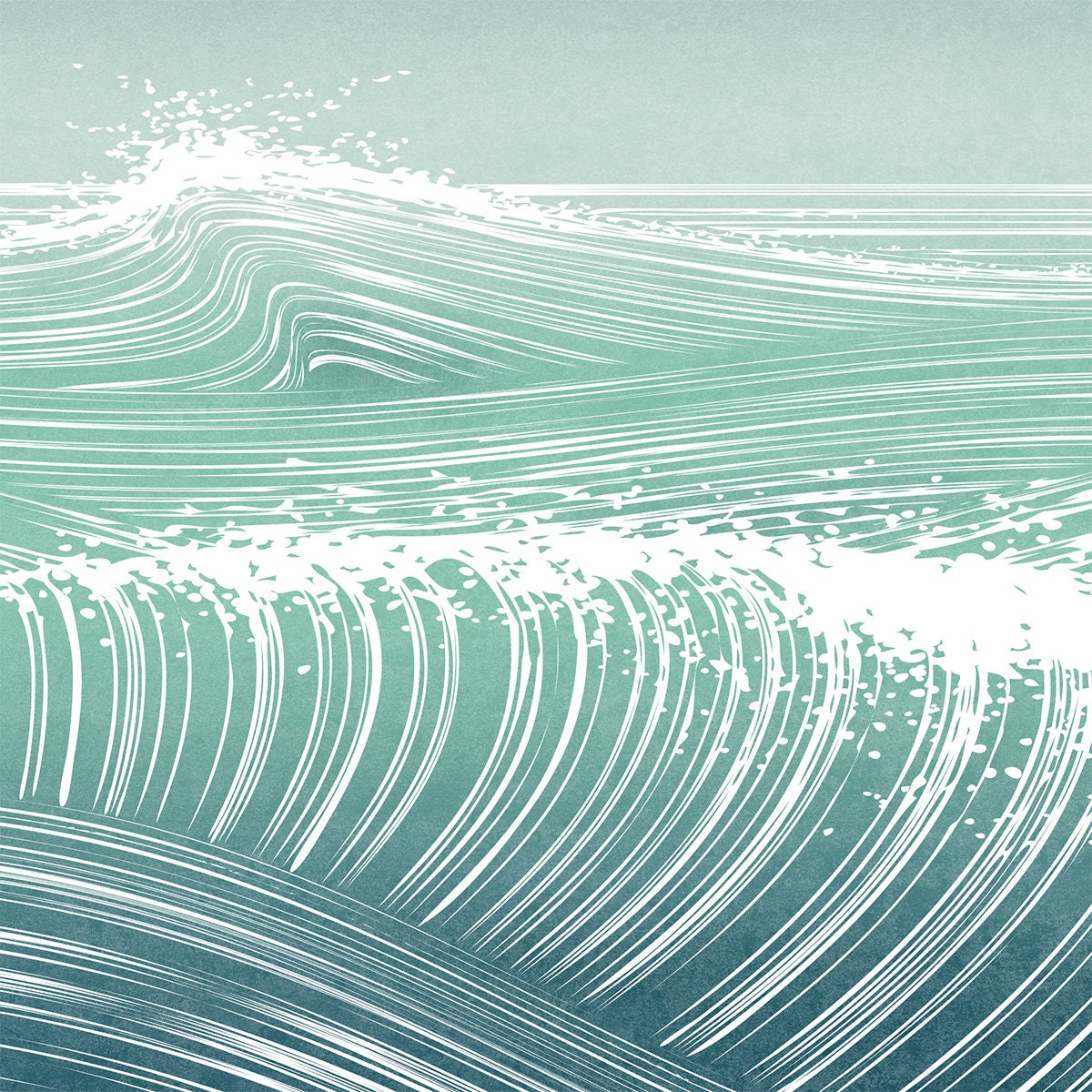 Minimalist Waves Print waves Ii Waves Art Sea - Etsy
