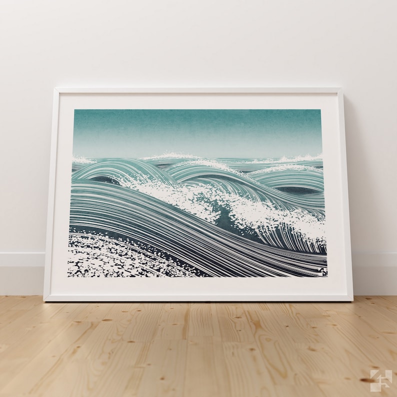 Minimalist Waves Print waves I Waves Art Sea - Etsy UK