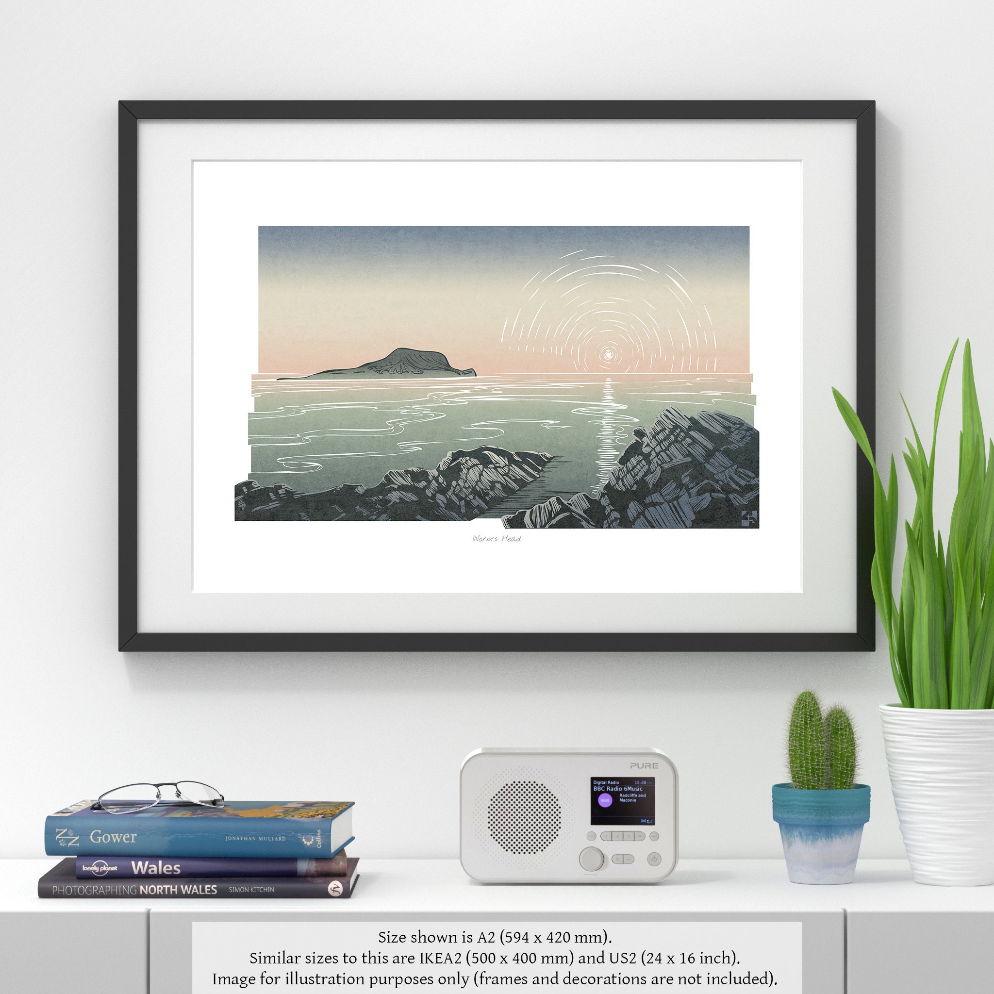 Worm's Head Gower Wales Landscape Art Print Wales - Etsy Norway