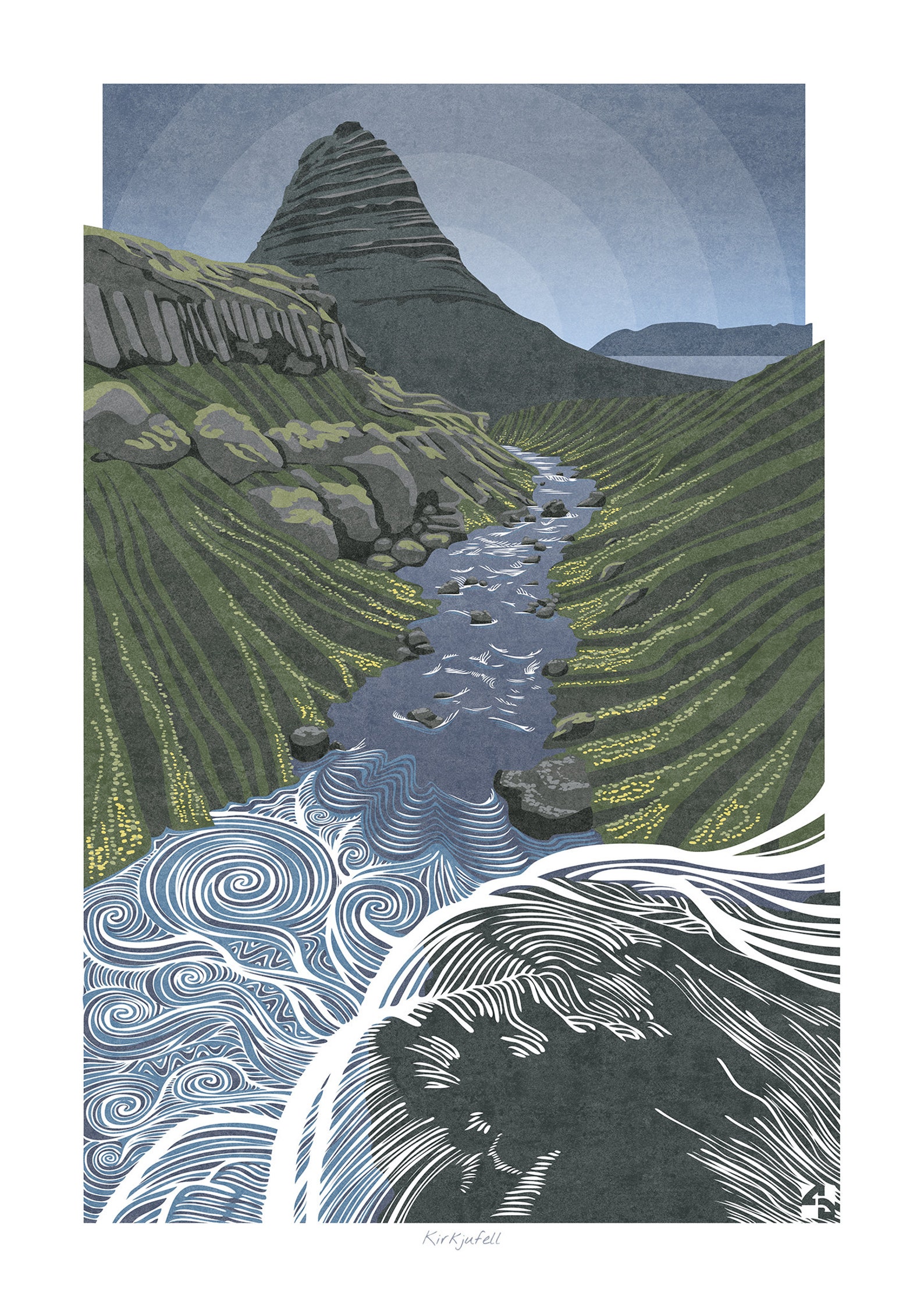 Iceland Kirkjufell Waterfall Landscape Wall Art Print Travel Poster ...