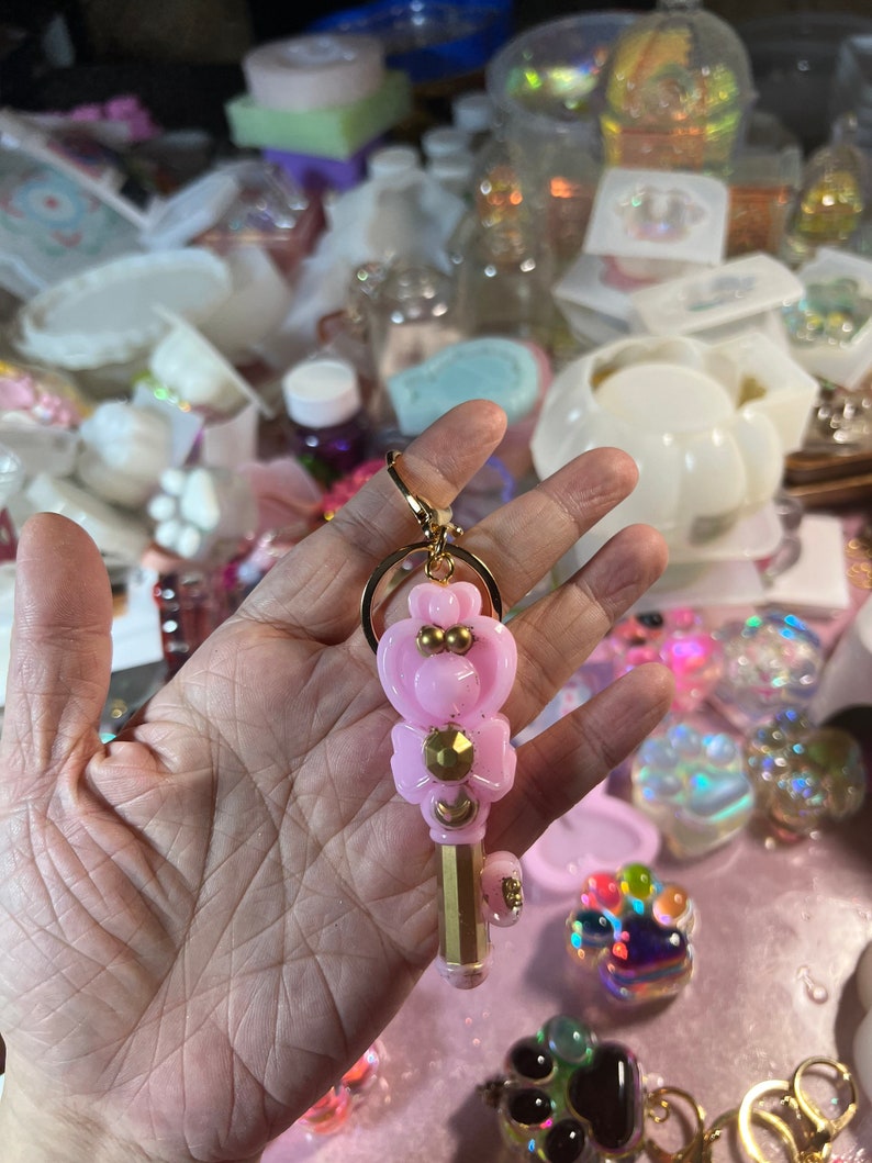 Kawaii Glitter Crystal Epoxy Resin Keychain Accessories - Etsy