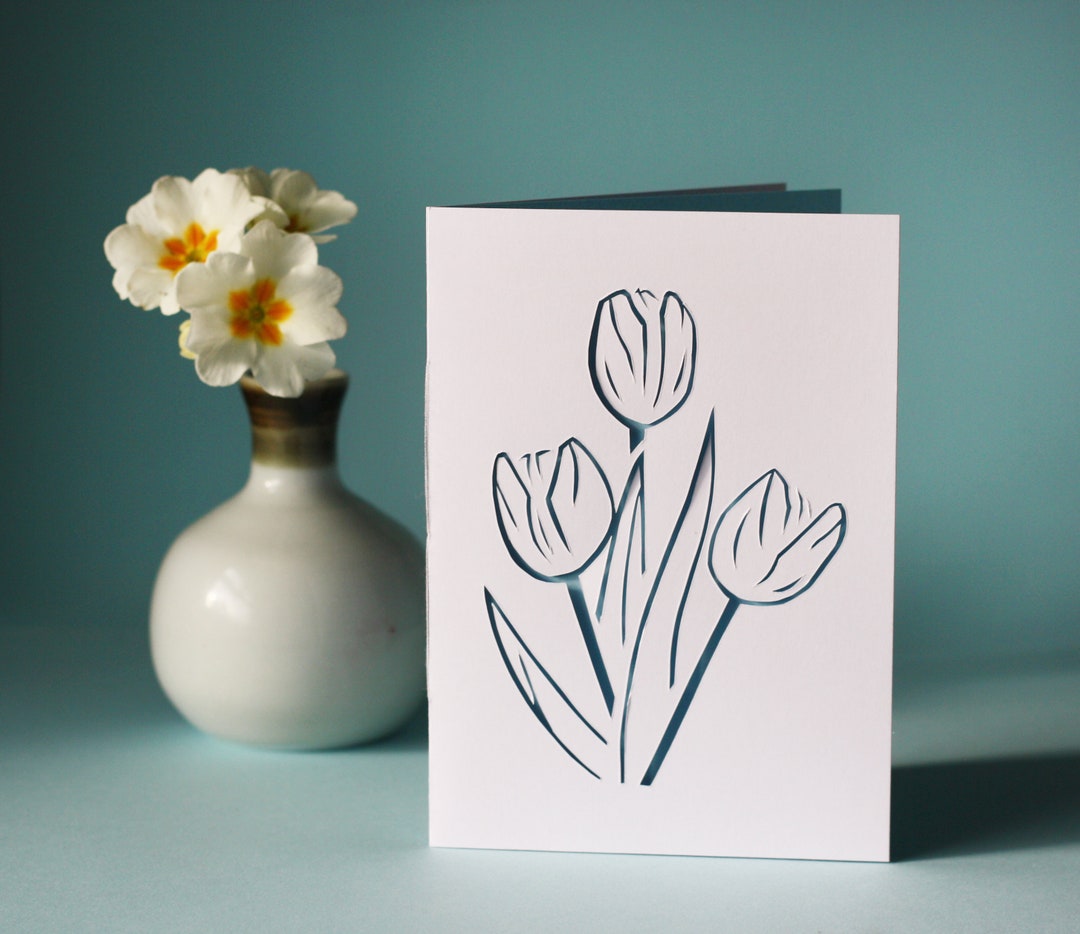 Handmade Tulip Paper Cut Card: Spring, Easter, Mother's Day - Etsy