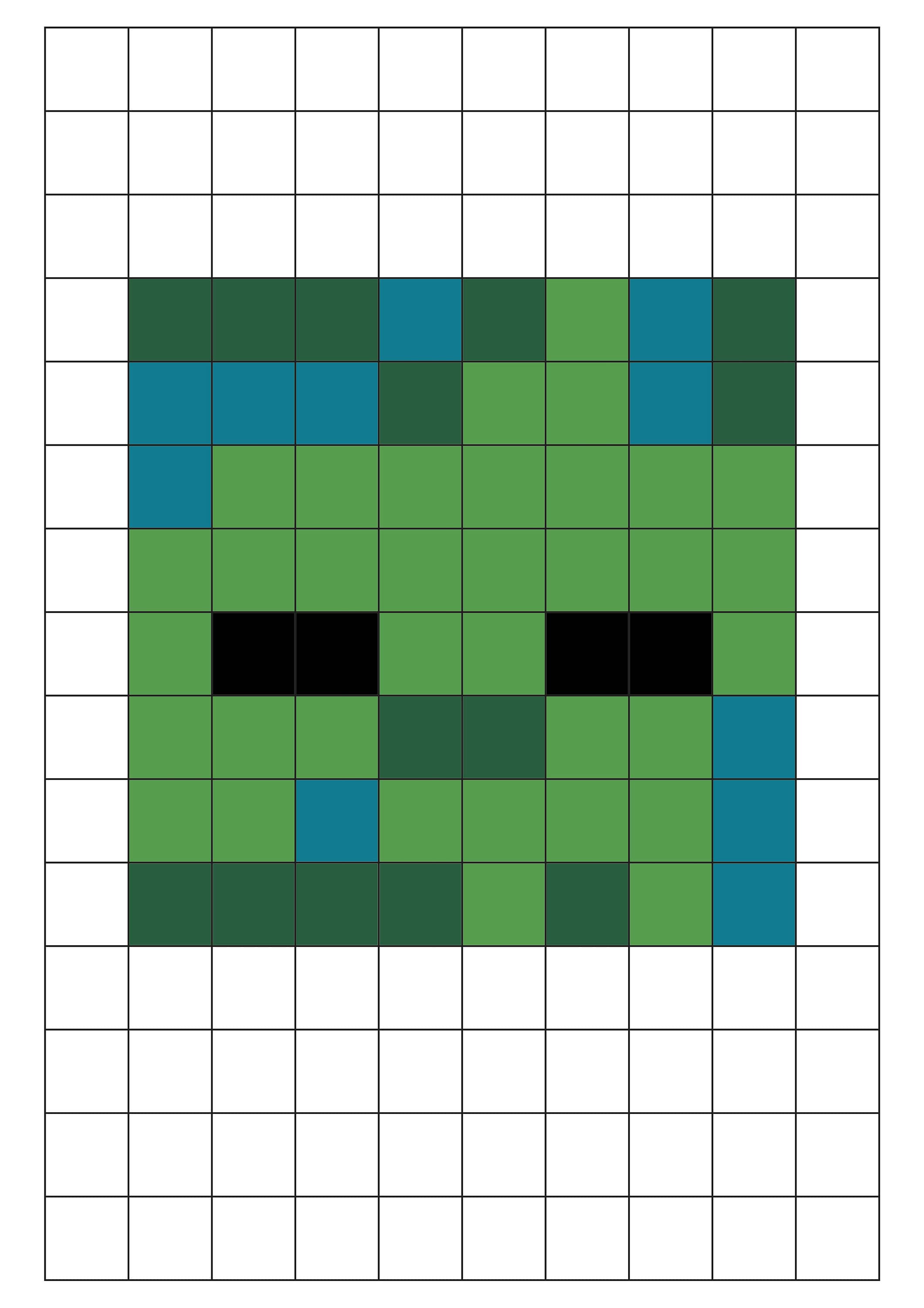 Zombie Pixel Art Minecraft Grid