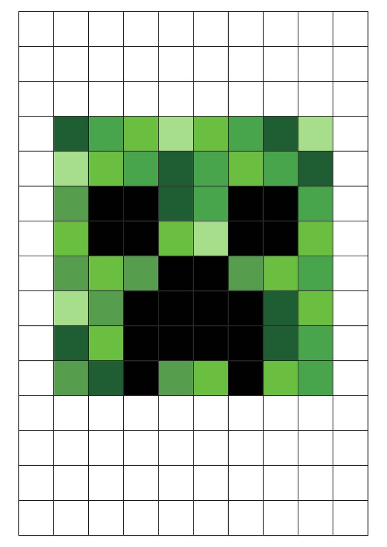 Pixel Art Minecraft à Reproduire Sur La Grille Plusieurs Etsy France