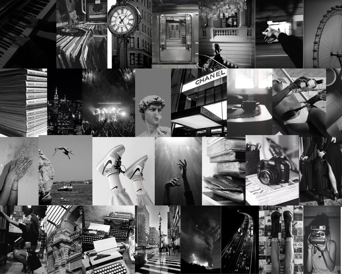 Black & White Wall Collage Kit Grey Aesthetic Photo Collage Boujee ...
