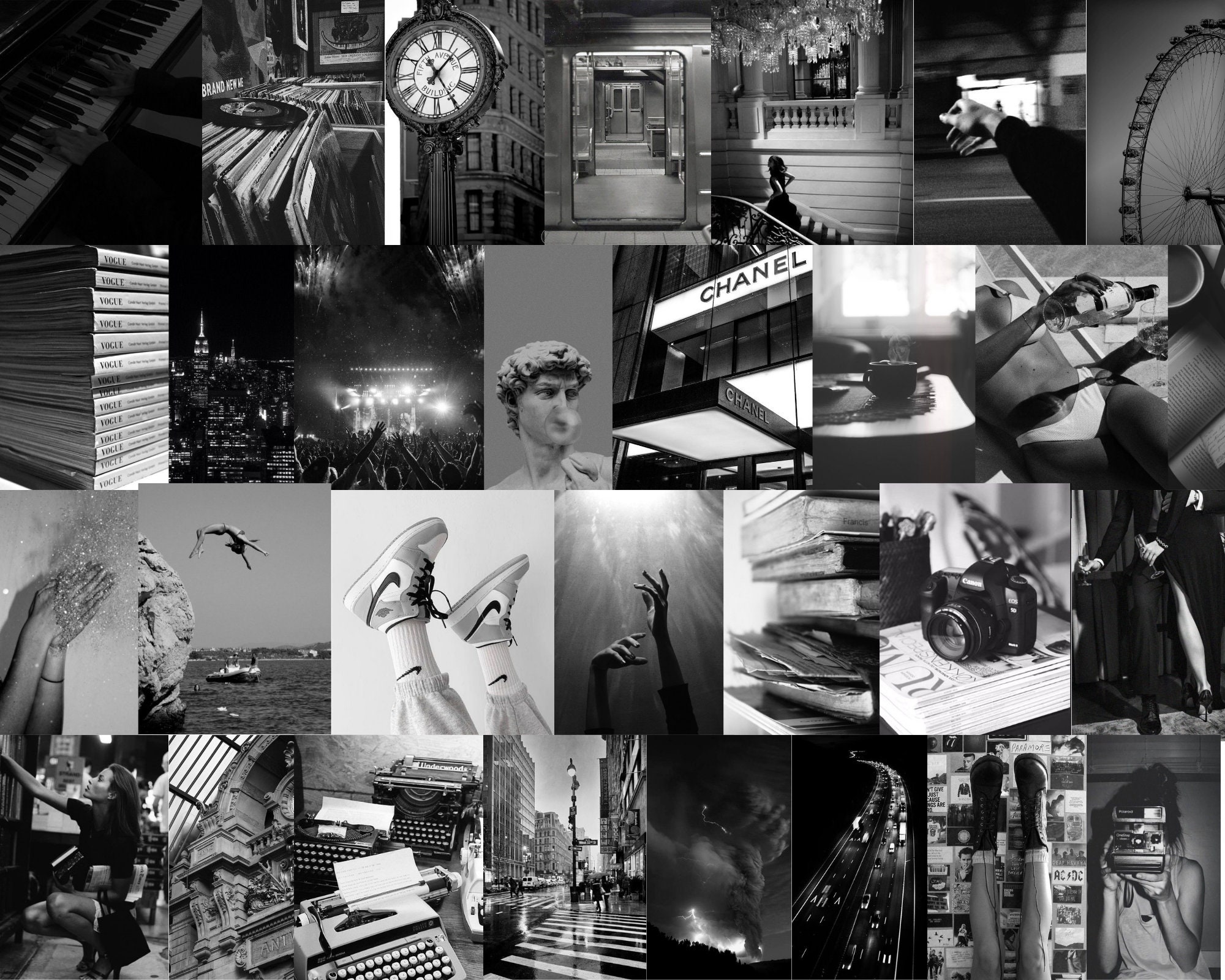 Black & White Wall Collage Kit Grey Aesthetic Photo Collage Boujee ...