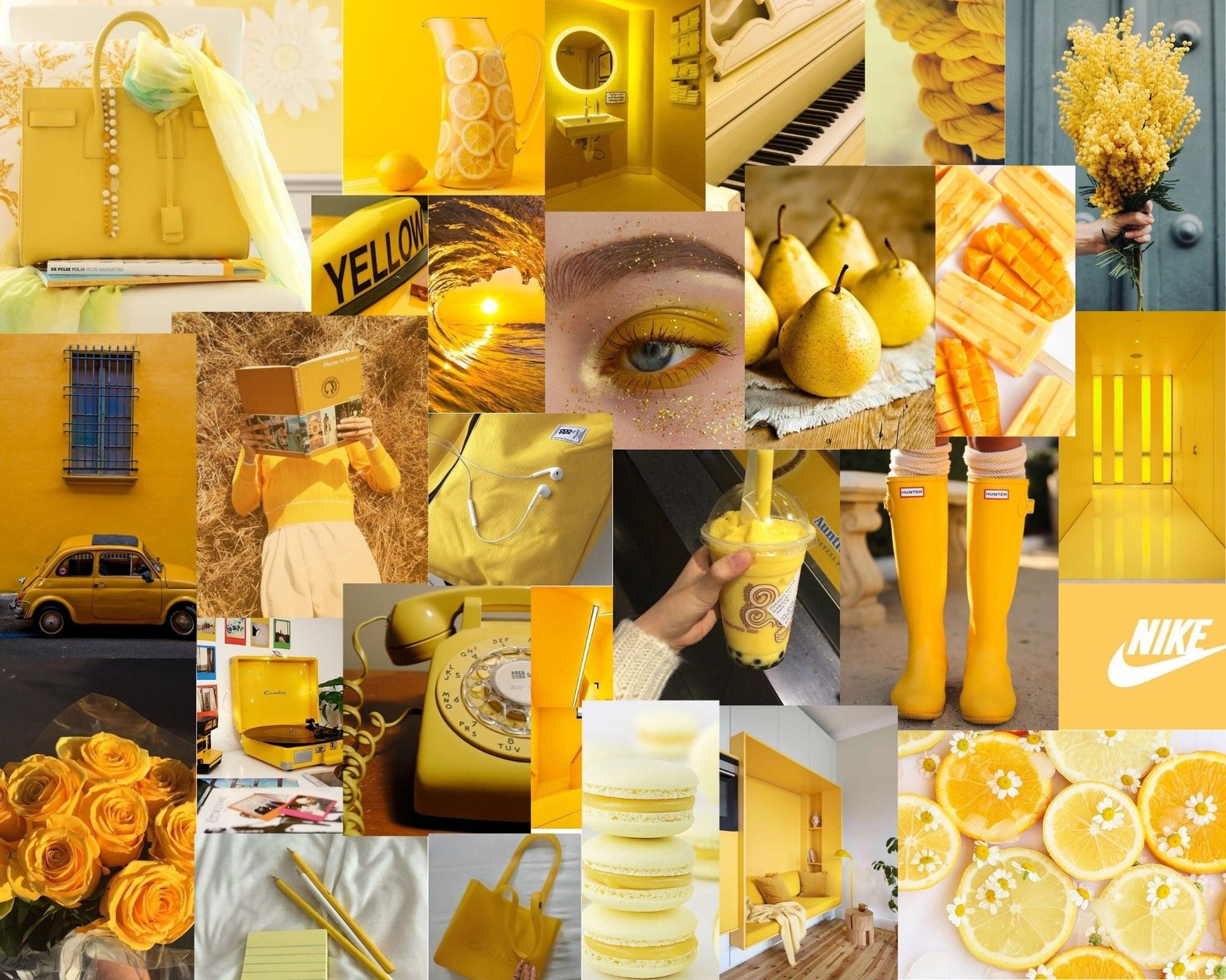 Wall Collage Kit Yellow Aesthetic /aesthetic Wall Collage / - Etsy