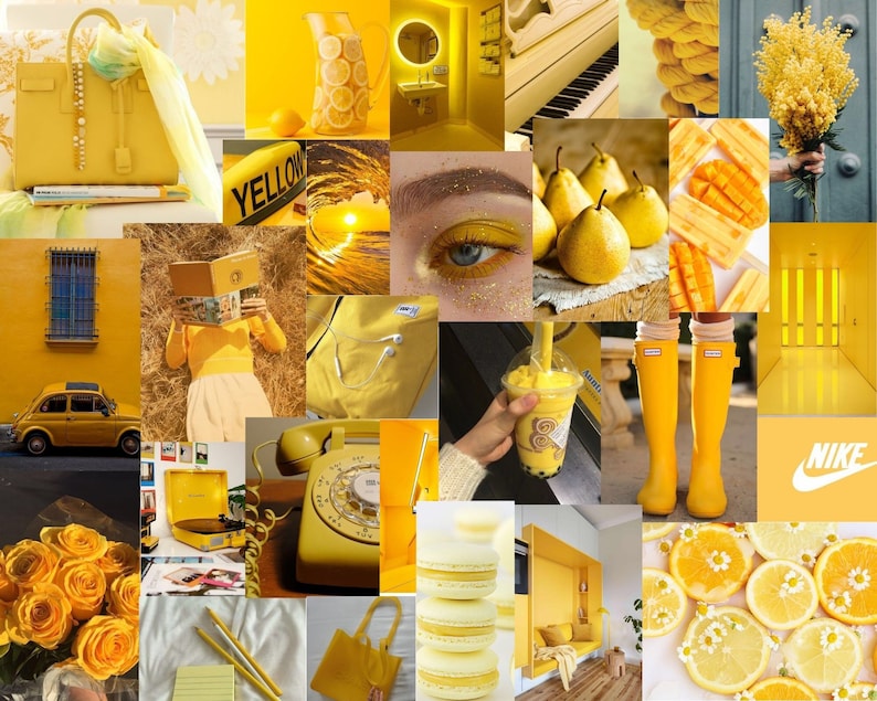 Wall Collage Kit Yellow Aesthetic /aesthetic Wall Collage / - Etsy