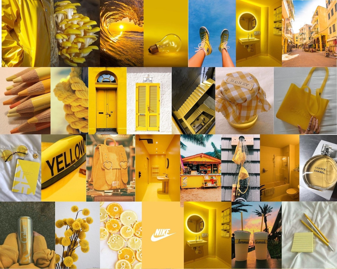 Wall Collage Kit Yellow Aesthetic /aesthetic Wall Collage / - Etsy