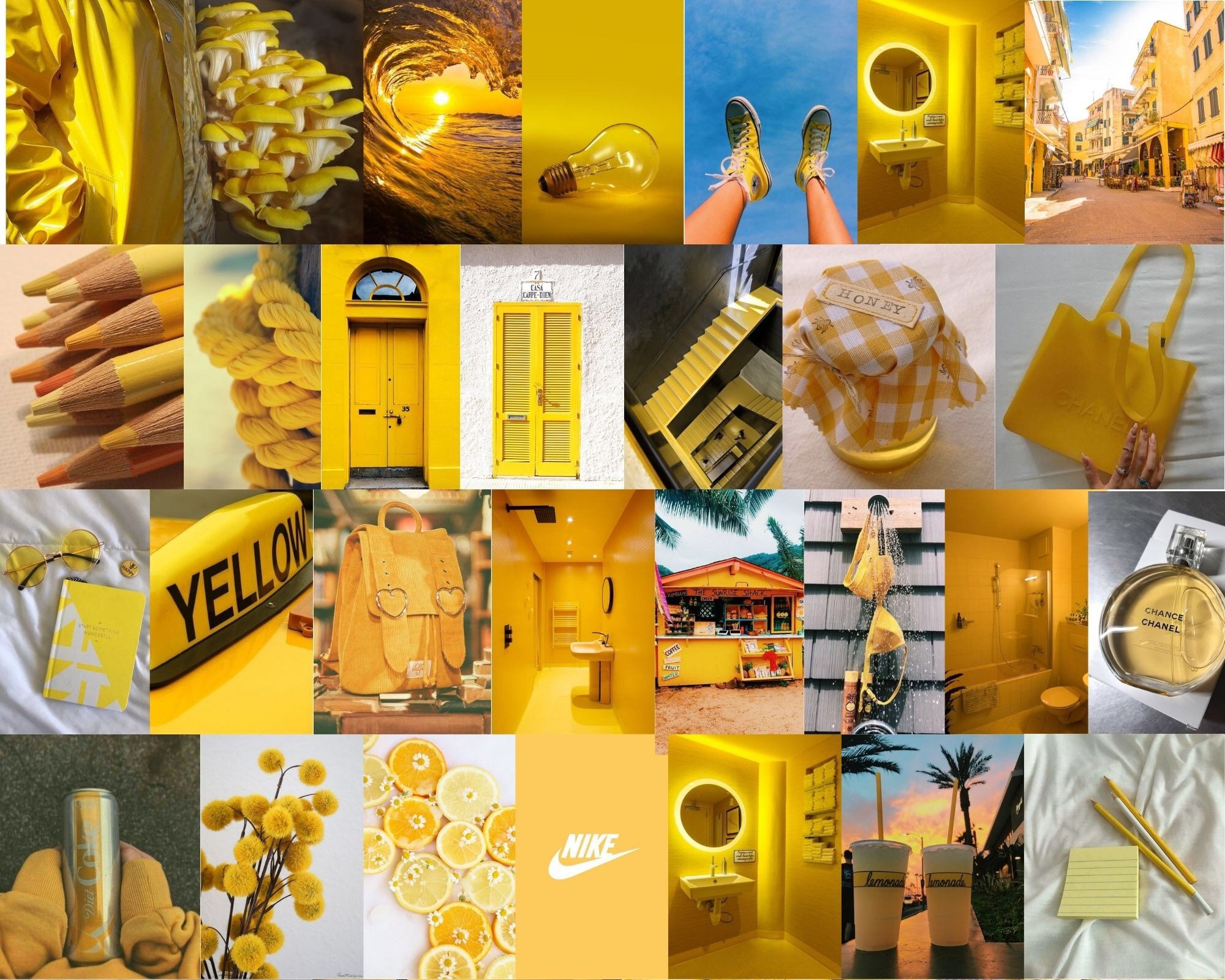Wall Collage Kit Yellow Aesthetic /aesthetic Wall Collage / - Etsy