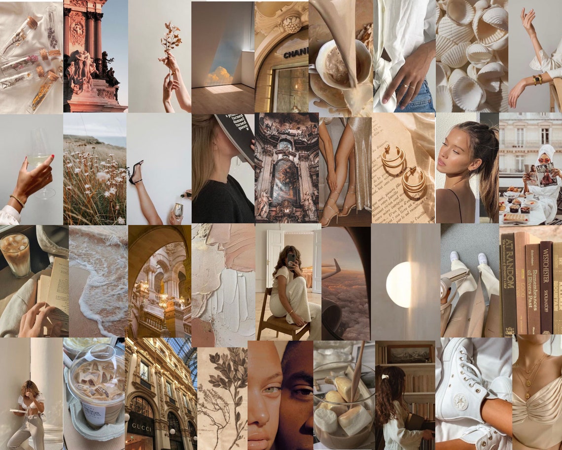 Beige Wall Collage Kit Nude Aesthetic Wall Collage Kit Tan - Etsy