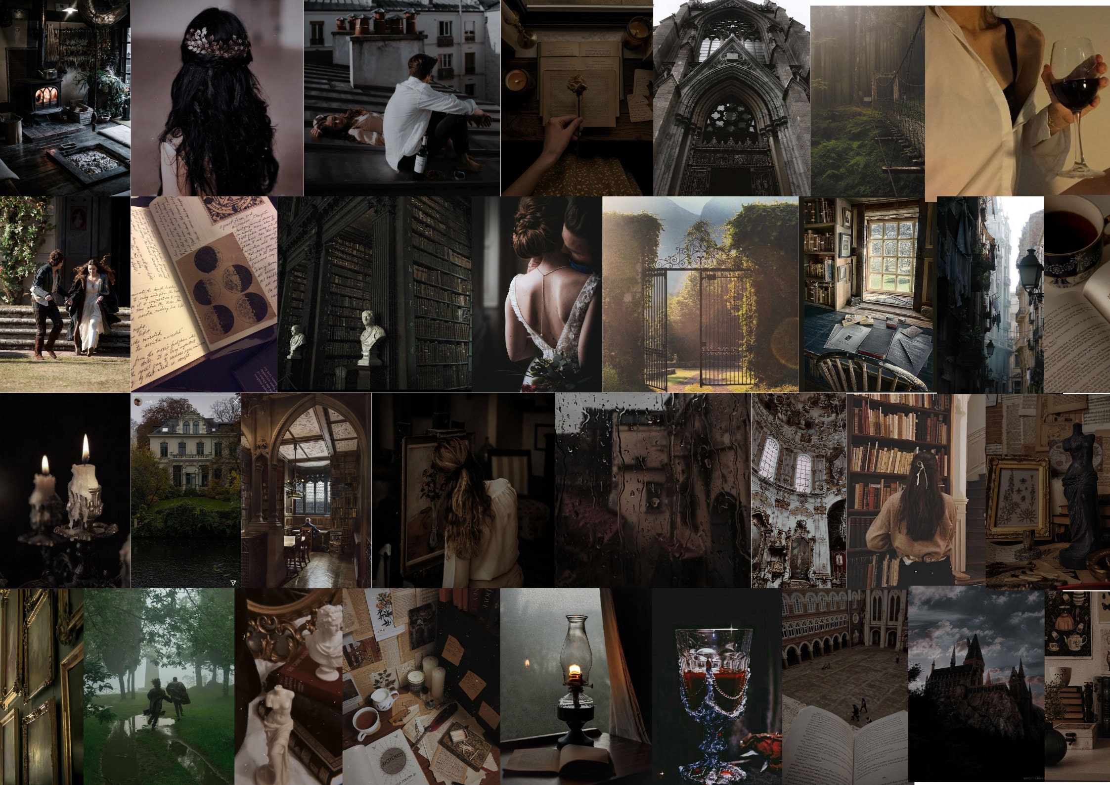 Wall Collage Kit Aesthetic Dark Academia Printable Digital Download 100 ...