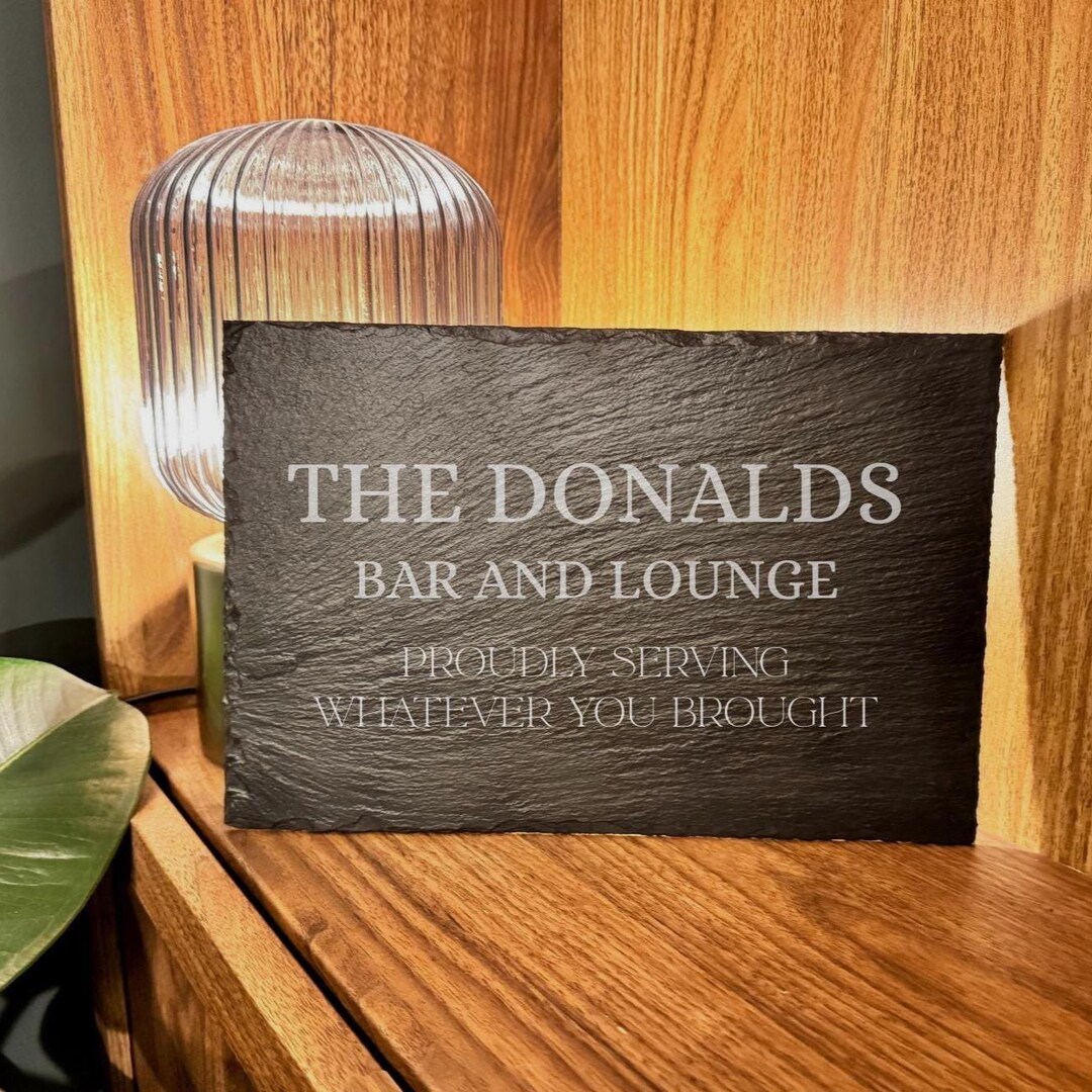 Custom Home Bar Sign – Personalised Slate Plaque for Man Cave or Garden ...