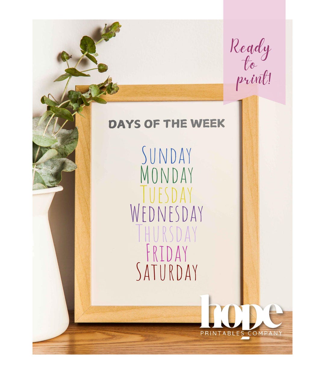 Days of the Week Printable Wall Art, Educational Posters, Learn the ...