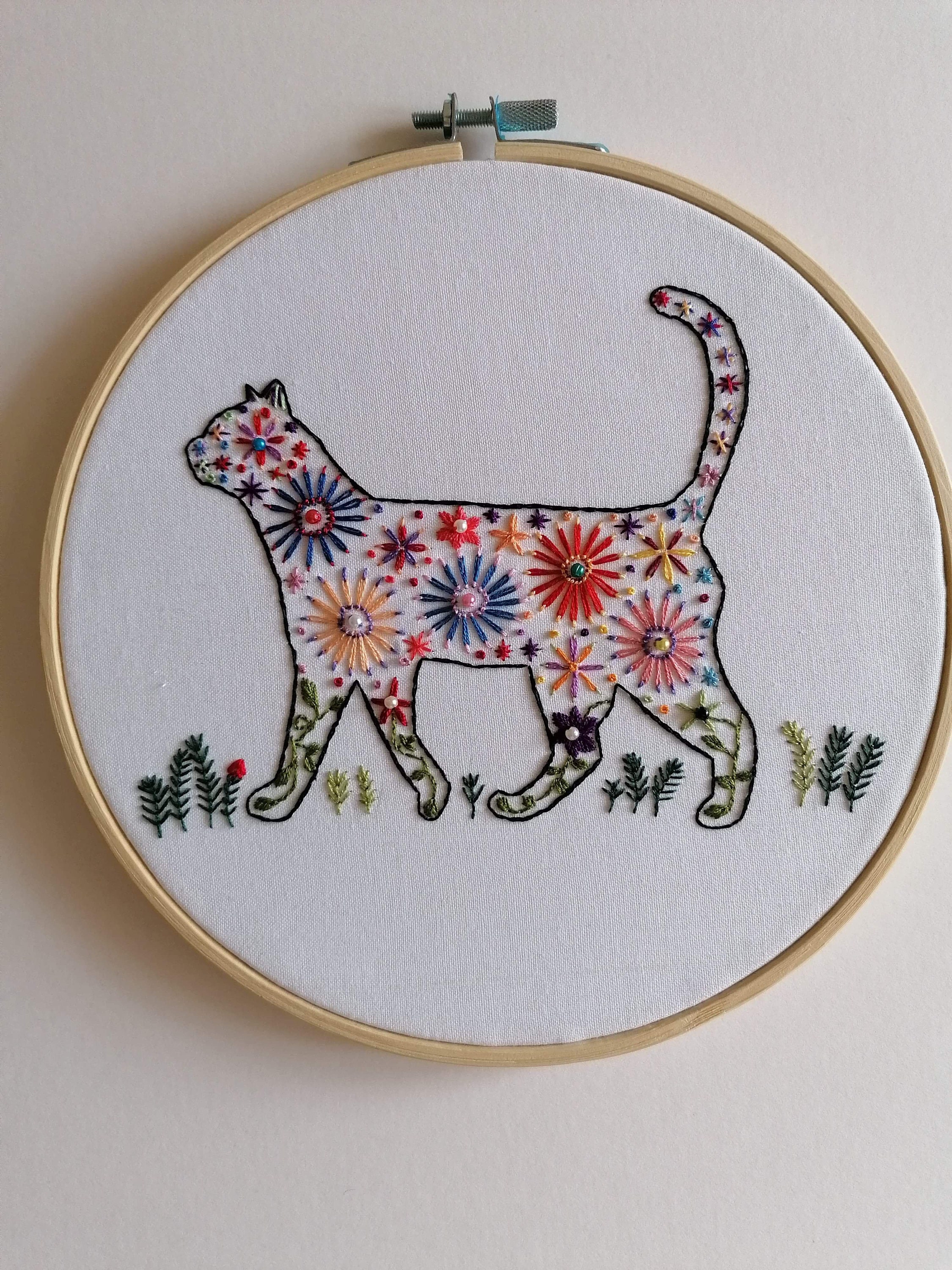 Hand Embroidered Hoop Art, Cat Lover Gifts for Women, Birthday Gifts ...