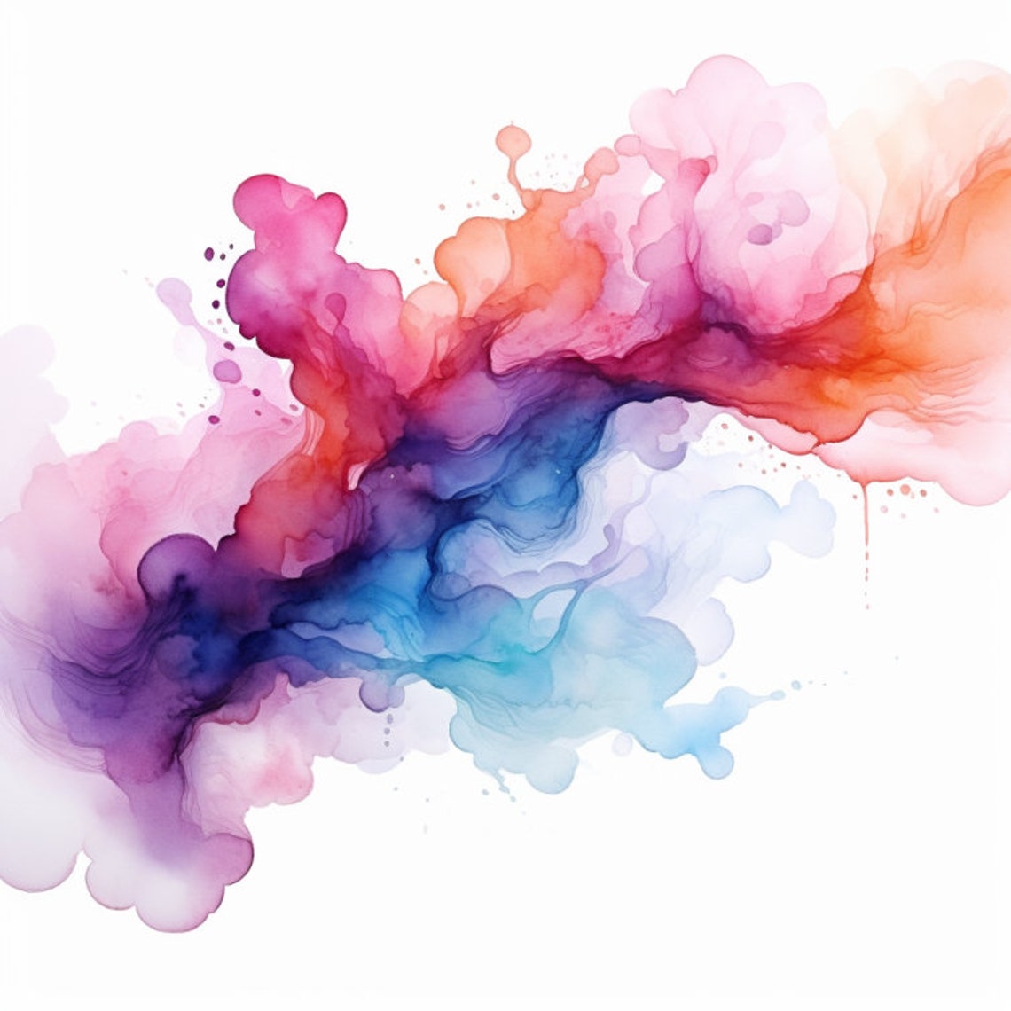 Trendy Abstract, Bundle of 5 Watercolor PNG Files for Wall Art, Digital ...