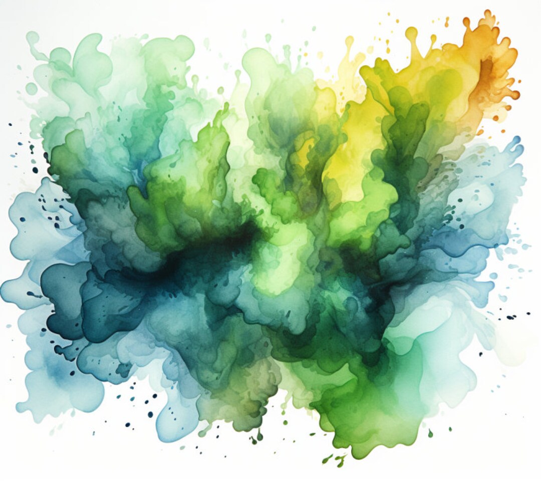 Watercolor Splash, Color Splash PNG, Bundle of 5 Files, Wall Art ...