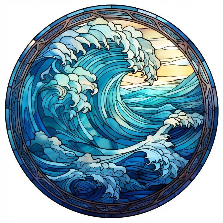 Soothing Ocean Waves, Mandala, Stained Glass, Bundle of 4 PNG Files for ...
