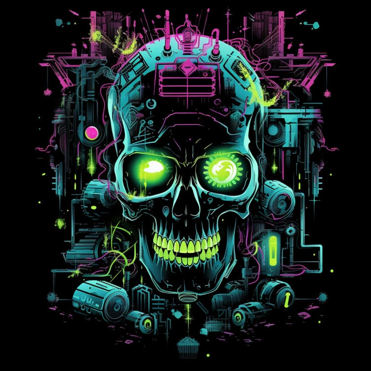Neon Techno Skull, Bundle of 5 PNG Files for Wall Art, Digital Prints ...