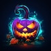 Neon Teal Halloween Pumpkin, Bundle of 5 PNG Files for Wall Art ...