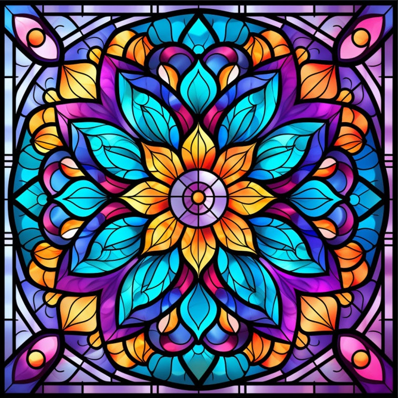 Ethereal Sun, Stained Glass, Bundle of 5 PNG Files for Wall Art ...