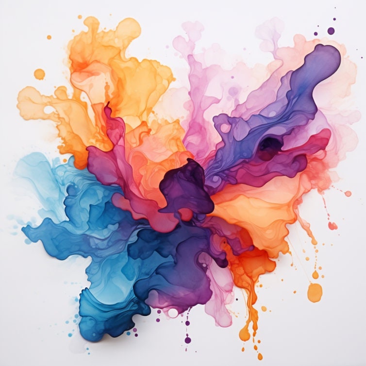 Trendy Abstract, Bundle of 5 Watercolor PNG Files for Wall Art, Digital ...