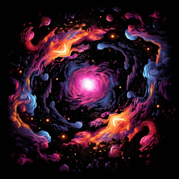 Neon Cosmic Nebula, Bundle of 5 PNG Files for Wall Art, Digital Prints ...