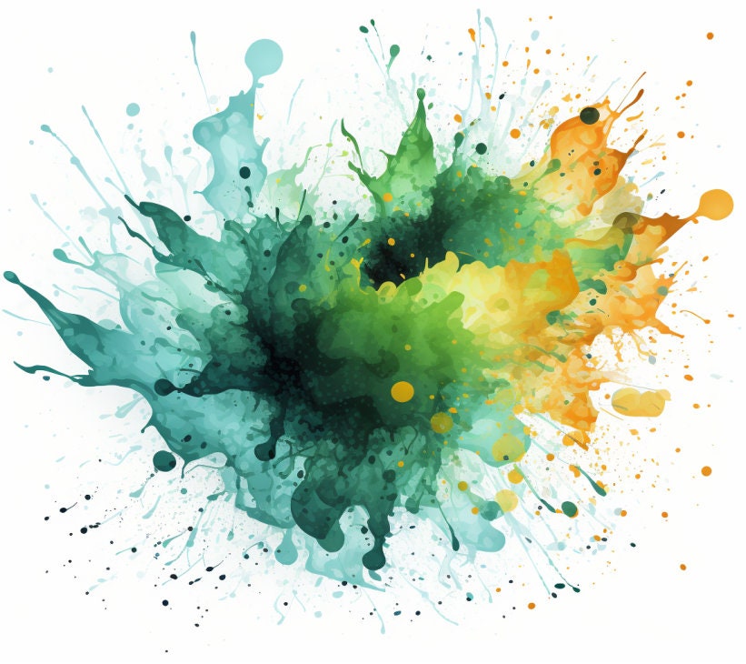 Watercolor Splash, Color Splash PNG, Bundle of 5 Files, Wall Art ...