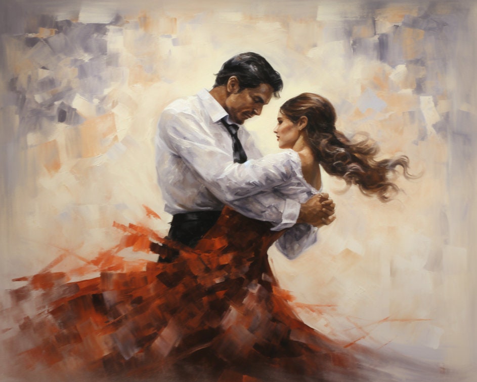 Timeless Abstract Couple Dancing, Bundle of 4 PNG Files for Wall Art ...