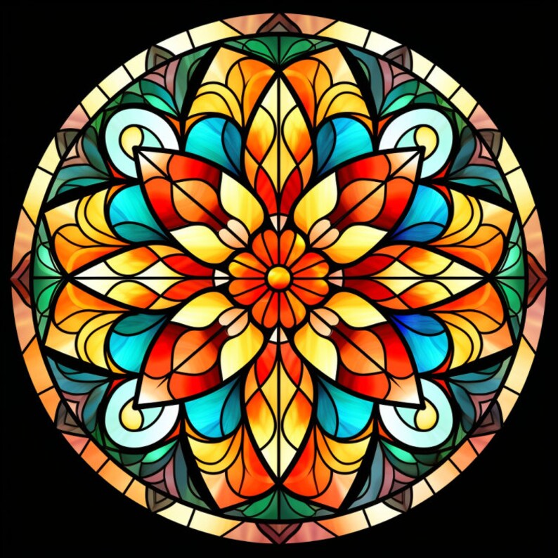 Ethereal Sun, Stained Glass, Bundle of 5 PNG Files for Wall Art ...