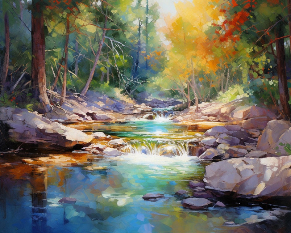 Enchanted Forest, Impressionism, Bundle of 3 PNG Files for Wall Art ...