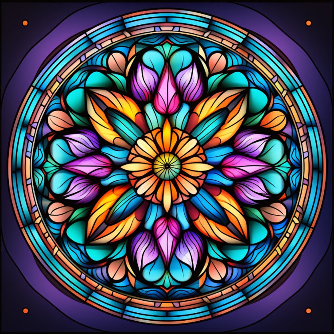 Ethereal Sun, Stained Glass, Bundle of 5 PNG Files for Wall Art ...