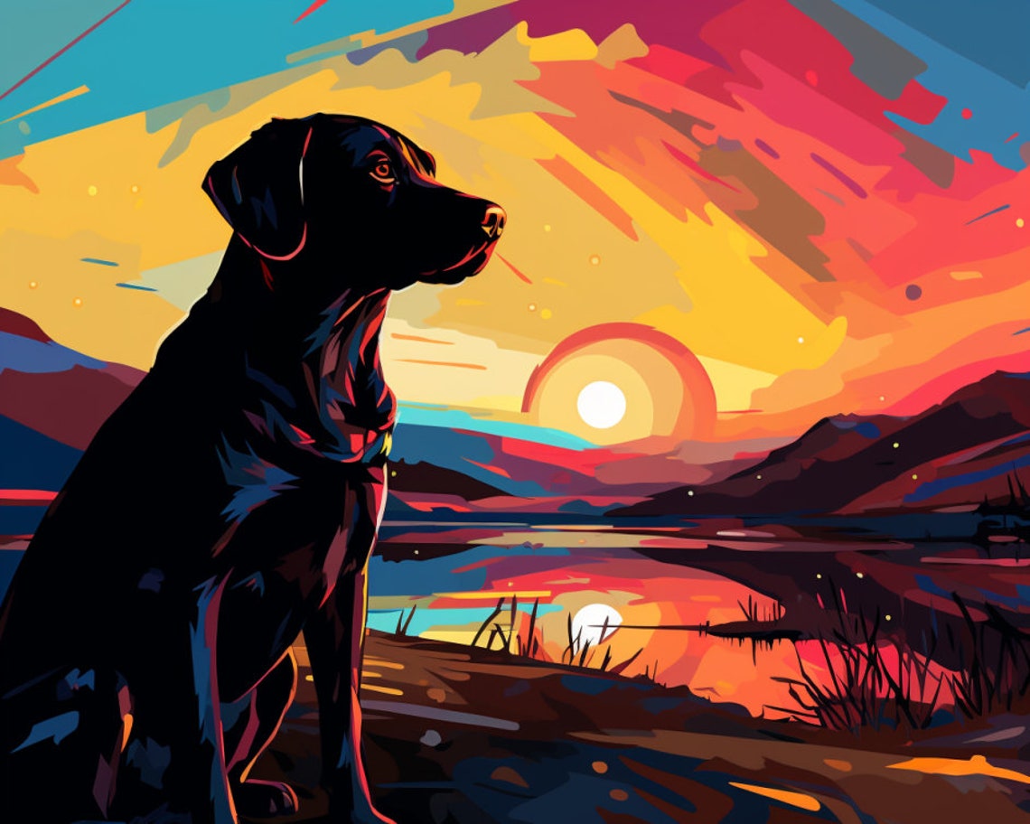 Dog, Abstract Painting, Bundle of 5 PNG Files for Wall Art, Digital ...