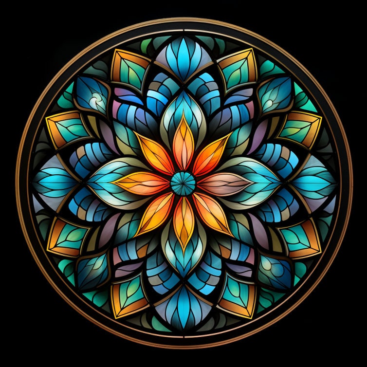 Zen Garden, Stained Glass, Bundle of 5 PNG Files for Wall Art, Digital ...