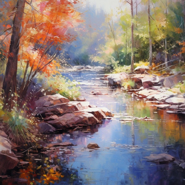 Enchanted Forest, Impressionism, Bundle of 3 PNG Files for Wall Art ...