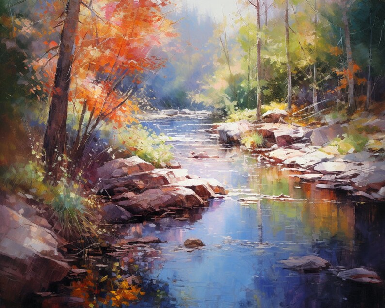 Enchanted Forest, Impressionism, Bundle of 3 PNG Files for Wall Art ...