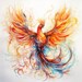 Watercolor Enchanted Phoenix, Bundle of 5 PNG Files for Wall Art ...