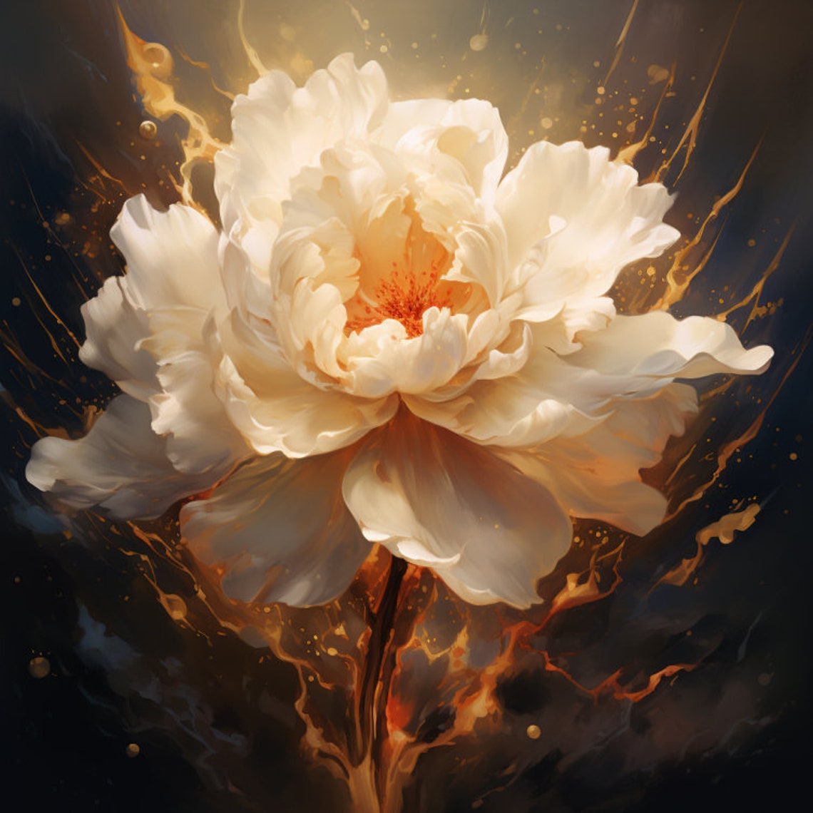 Magical White Flower, Bundle of 3 PNG Files for Wall Art, Digital ...