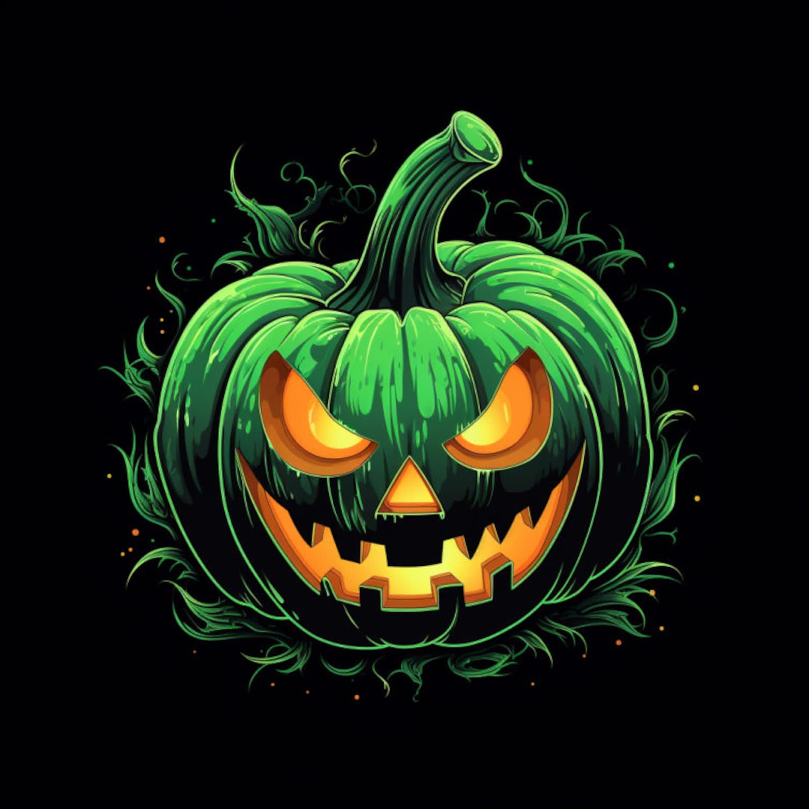 Neon Green Halloween Pumpkin, Bundle of 5 PNG Files for Wall Art ...