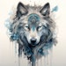 Watercolor Gray Wolf and Tattoo Motifs, Bundle of 5 PNG Files for Wall ...