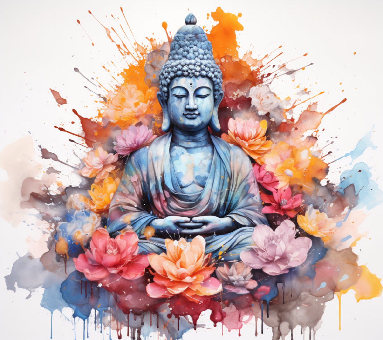Zen Buddha PNG, Watercolor, Bundle of 5 Files, Wall Art, Digital Prints ...
