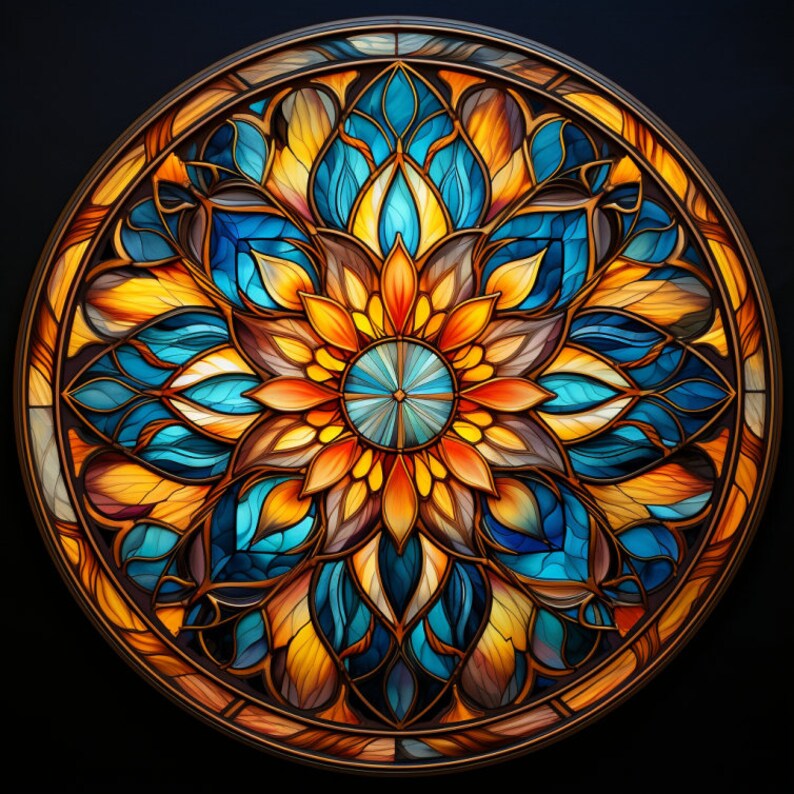 Ethereal Sun, Stained Glass, Bundle of 5 PNG Files for Wall Art ...