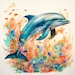 Dolphin, Watercolor, Bundle of 5 PNG Files for Wall Art, Digital Prints ...