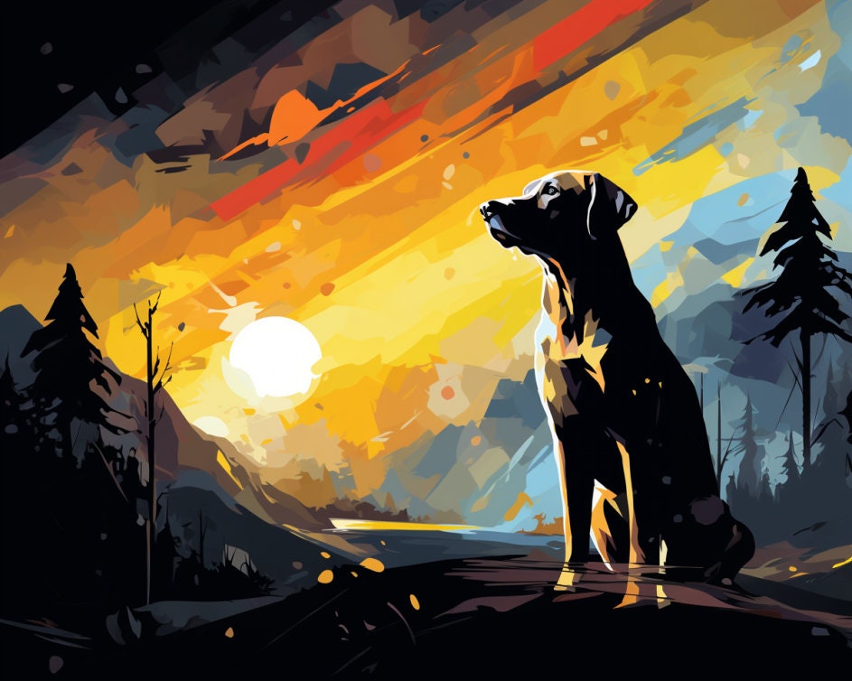 Dog, Abstract Painting, Bundle of 5 PNG Files for Wall Art, Digital ...